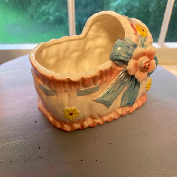 Relpo | Accents | Relpo Vintage Baby Bassinet Ceramic Nursery Planter ...